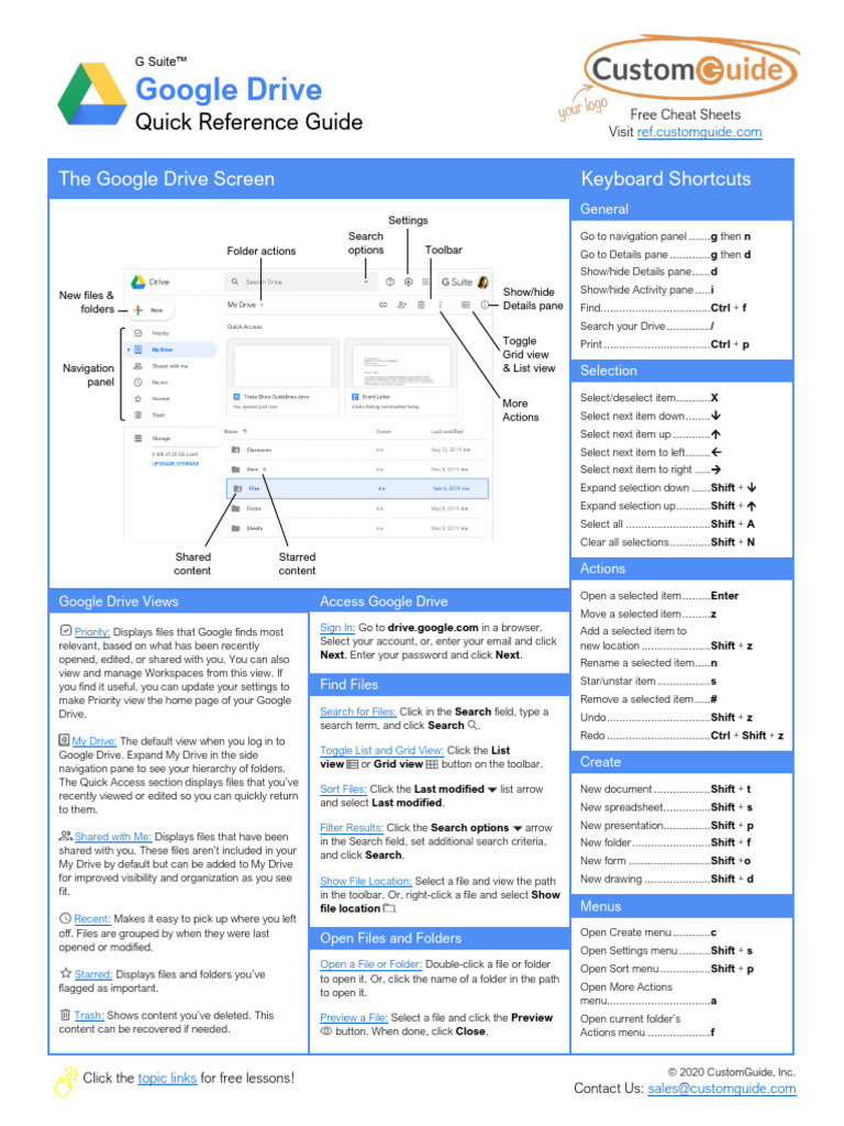 Google Drive Quick Reference | PDF | Computer File | Button (Computing)