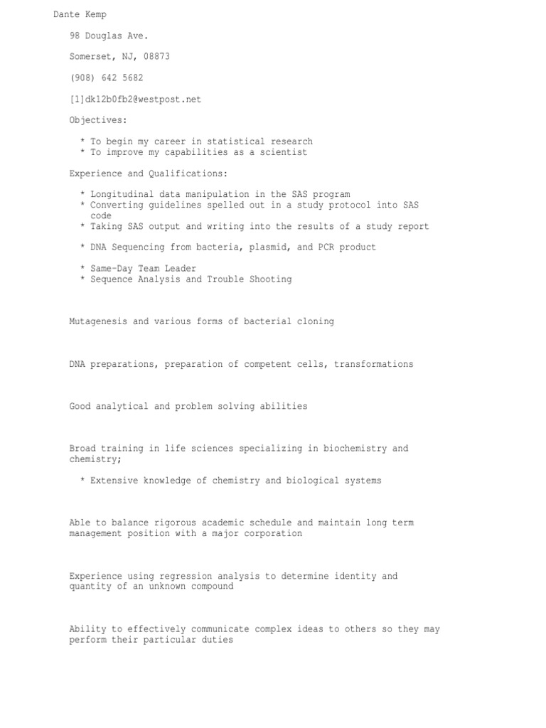 Biostatistician Or Statistician Or Sas Programmer Pdf Sas Software Biostatistics 