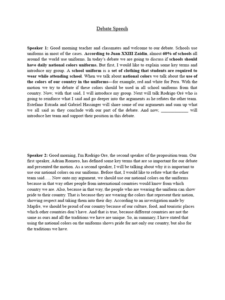 Debate on National Colors in School Uniforms | PDF | Foreign Language ...