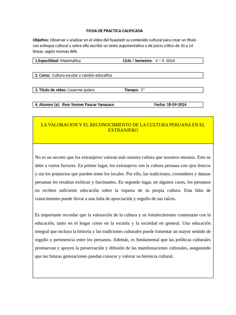 Ficha de Practica Calificada | PDF