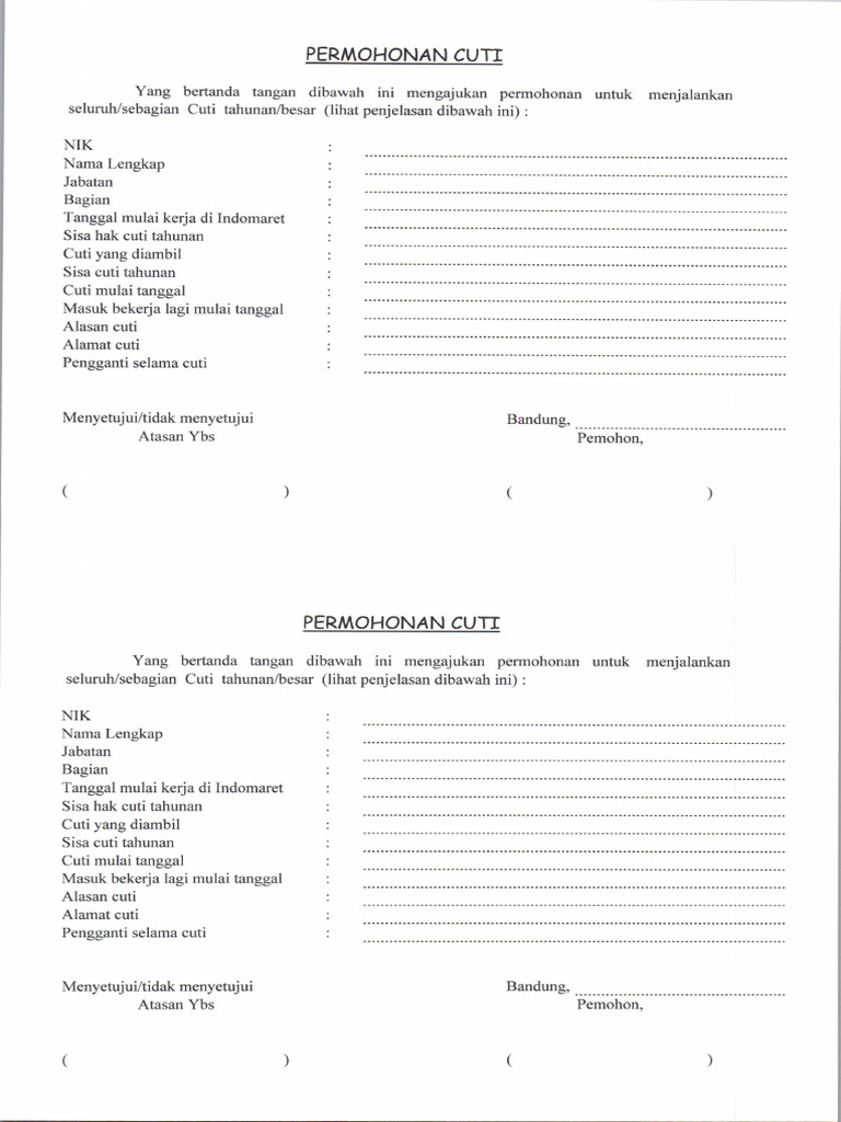 Form Cuti 1 | PDF