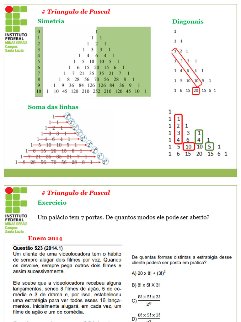 Aula15_Triangulo de Pascal | PDF