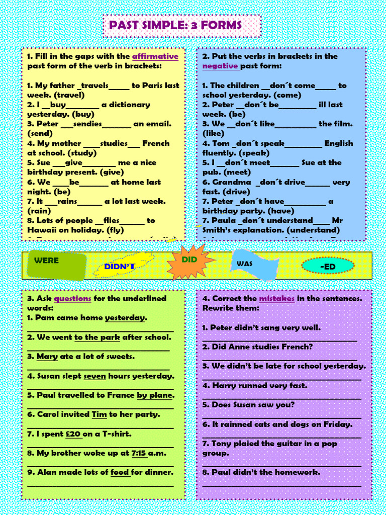 past-simple-worksheet-1 | PDF | Syntax | Language Mechanics