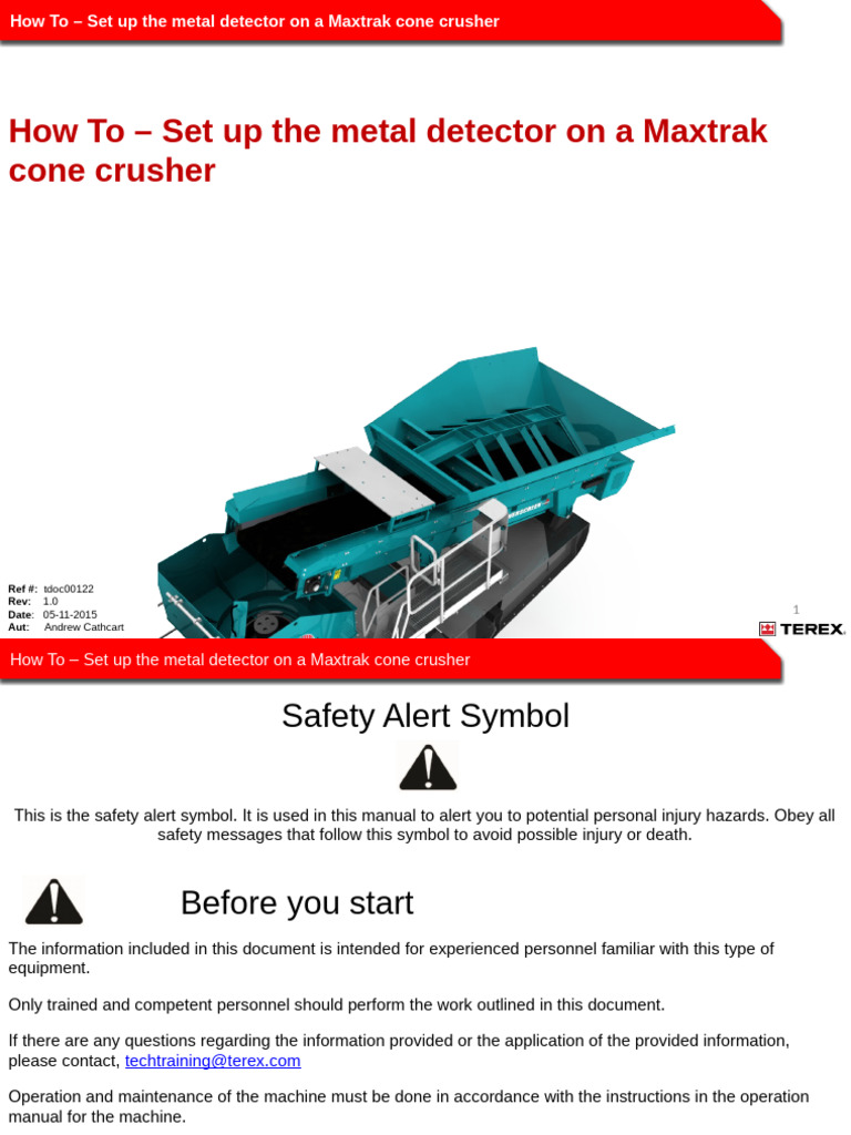 Maxtrak Cone Crusher Metal Detector Setup | PDF | Relay | Metal Detector