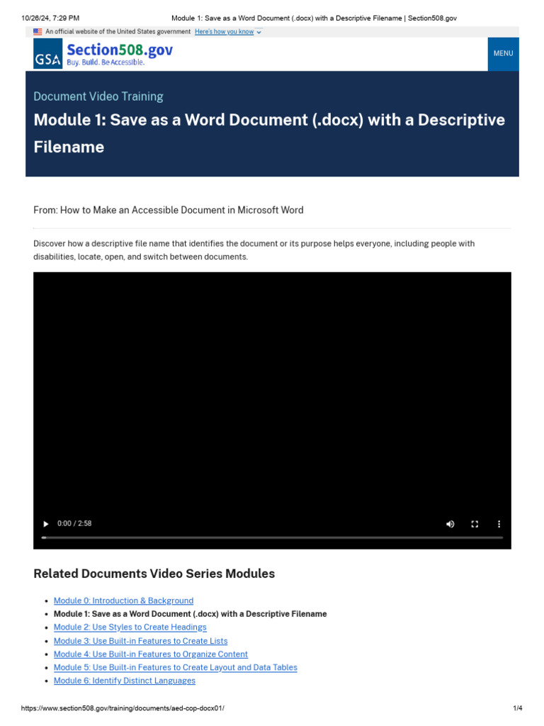 Module 1 - Save As A Word Document (.Docx) With A Descriptive Filename ...