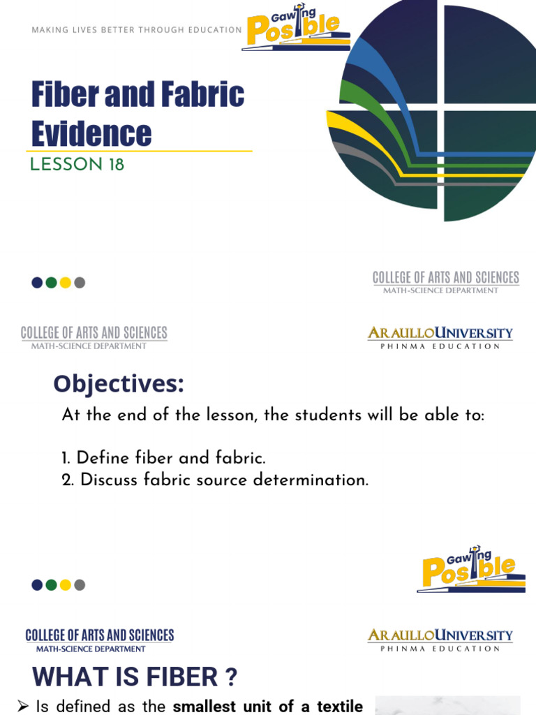 Lesson 18 - Fiber and Fabric Evidence | PDF | Textiles | Fibers