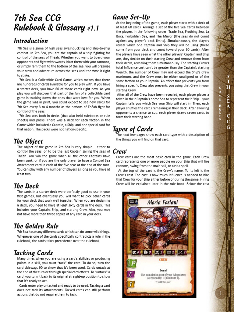 7th Sea - Rule Book & Glossary | PDF