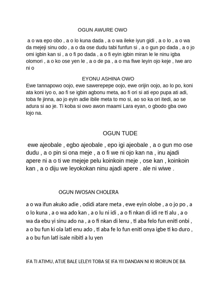 Ogun Awure Owo | PDF