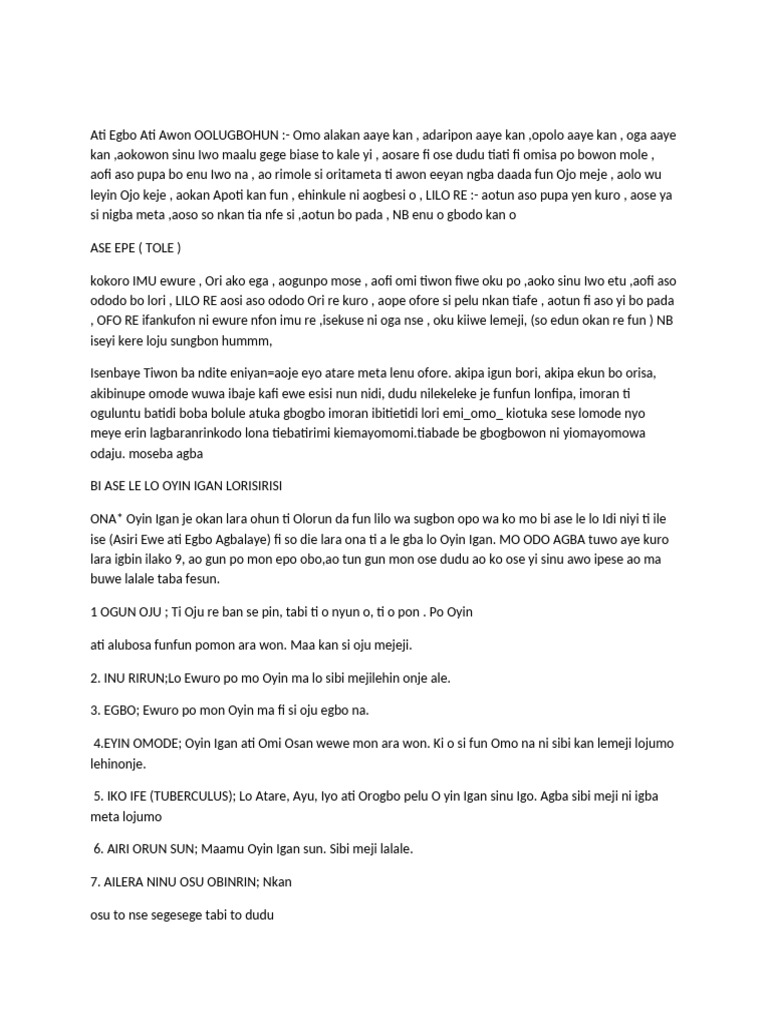 Ati Egbo Ati Aw | PDF