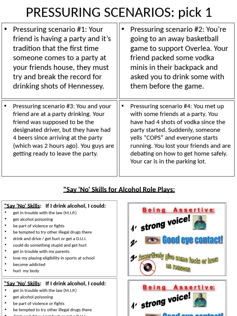 Alcohol Refusal Role Play Scenarios | PDF | Mystery, Thriller & Crime ...
