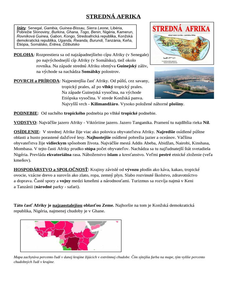 Stredná Afrika poznámky. | PDF