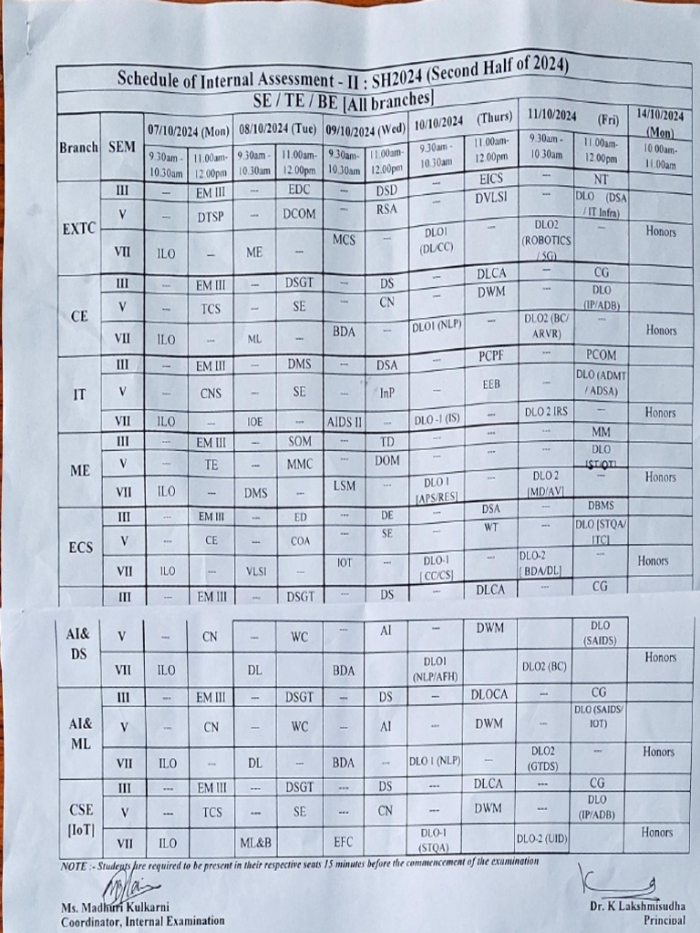IA2 Timetable SH24 | PDF