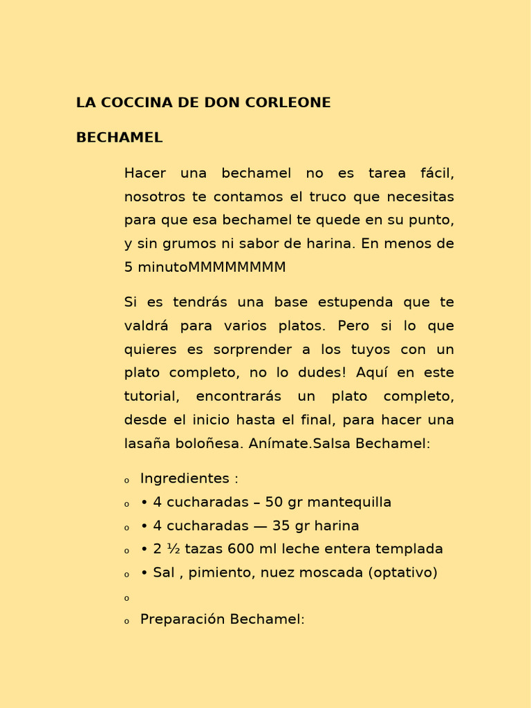 Bechamel Perfecta en 5 Minutos | PDF