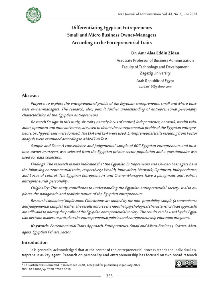 AJA - Volume 43 - Issue 2 - Pages 355-374 | PDF | Entrepreneurship ...