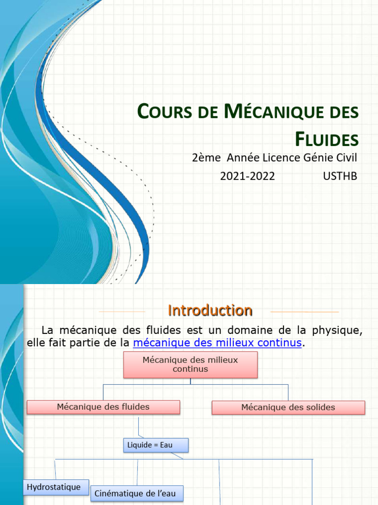 Cours de Mécanique des Fluides 2021-2022 | PDF | Pression | Fluide