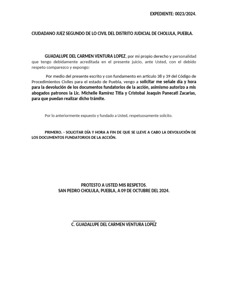 Devolucion de Documentos | PDF | Derecho