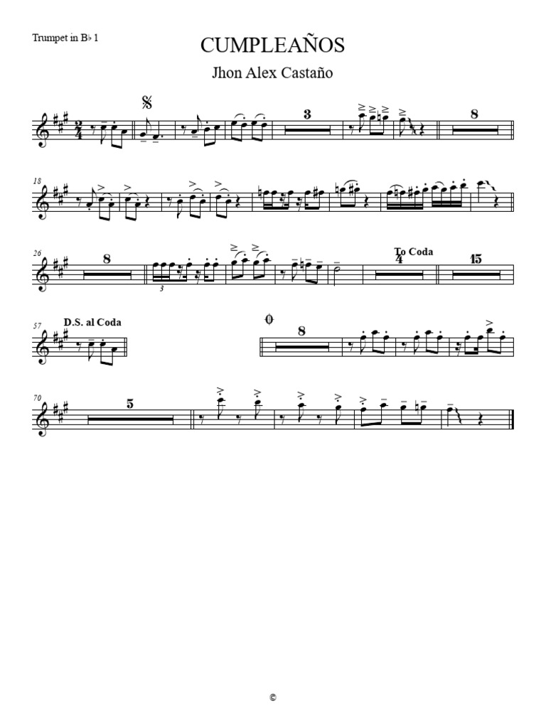 El Cumpleaños Jhon Alex - Trumpet in BB 1 | PDF