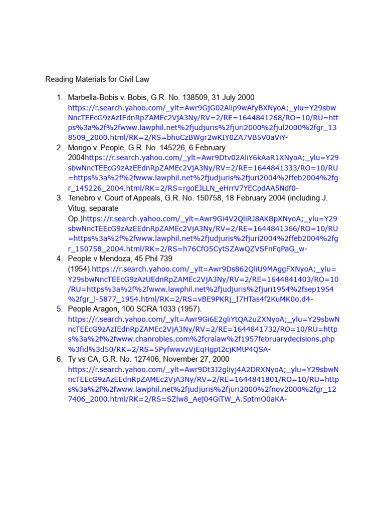 List of Cases for Reading | PDF