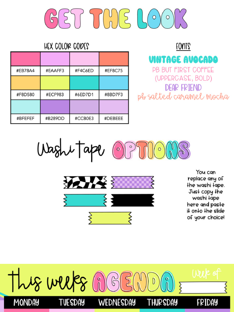 Retro Rainbow Agenda Slide Templates Freebie | PDF
