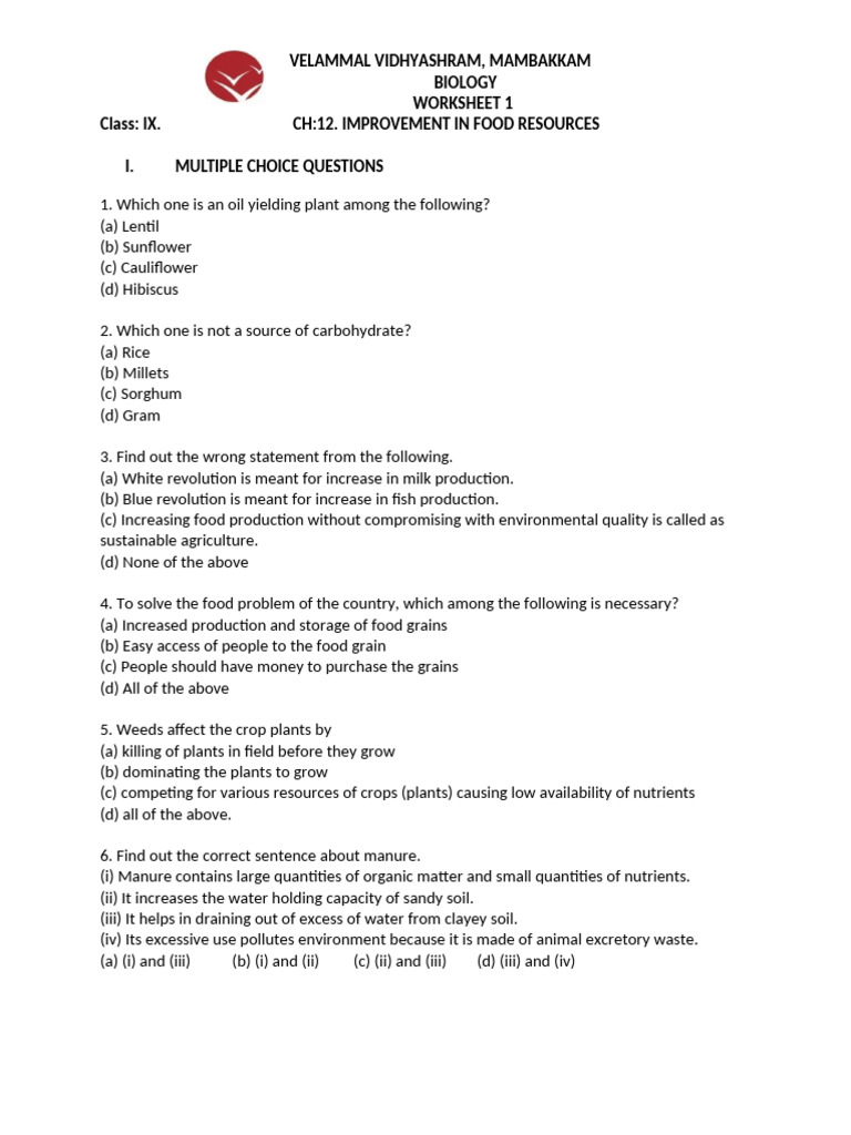 Cl. IX. wrksht 1 | PDF | Legume | Crops