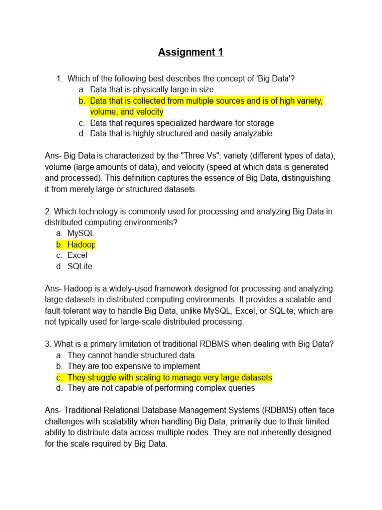 nptel assignment 1 | PDF | Apache Hadoop | Apache Spark