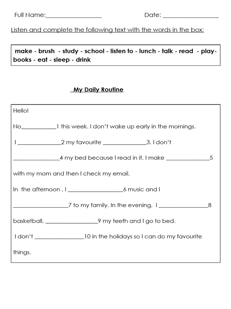 My Daily Routine - present simple | PDF