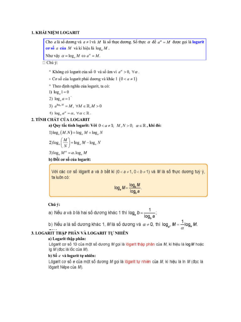 2. lý thuyết Logarit | PDF