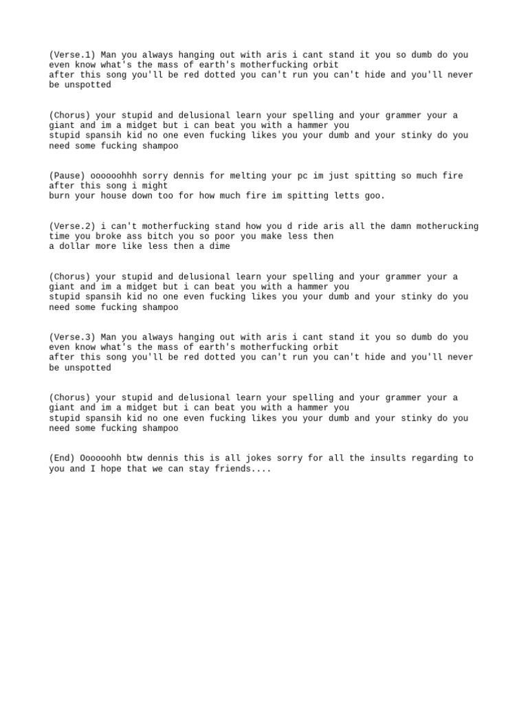 Rap Song Diss | PDF