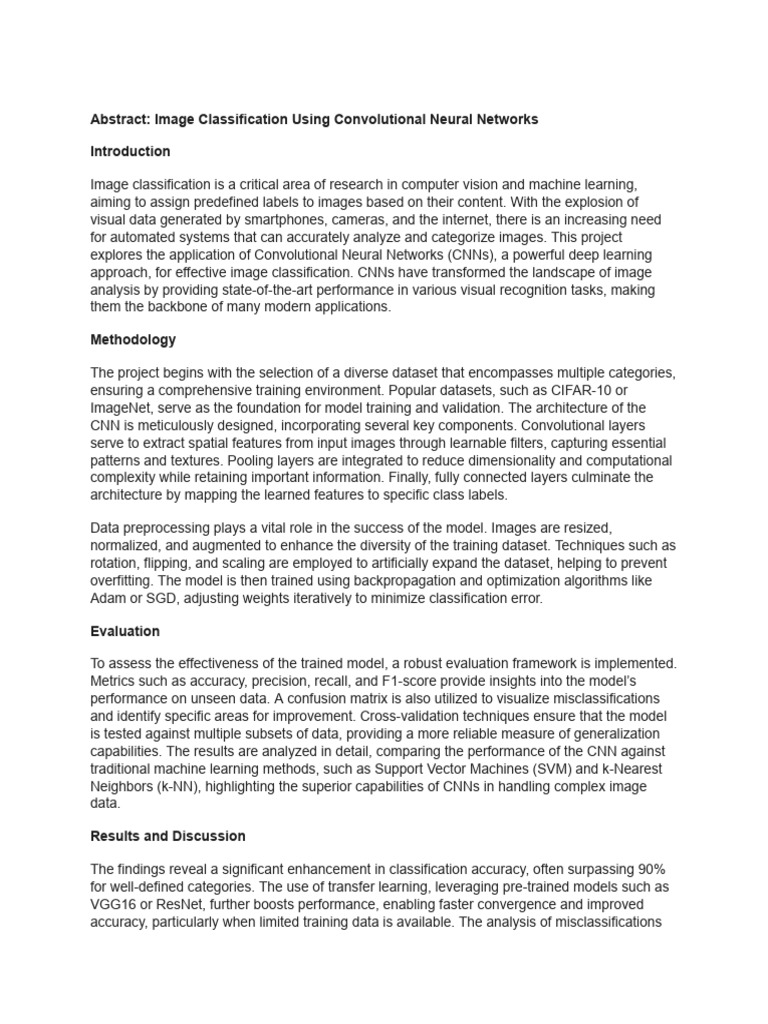 Abstract- Image Classification Using Convolut... | PDF | Computer Vision | Artificial Neural Network