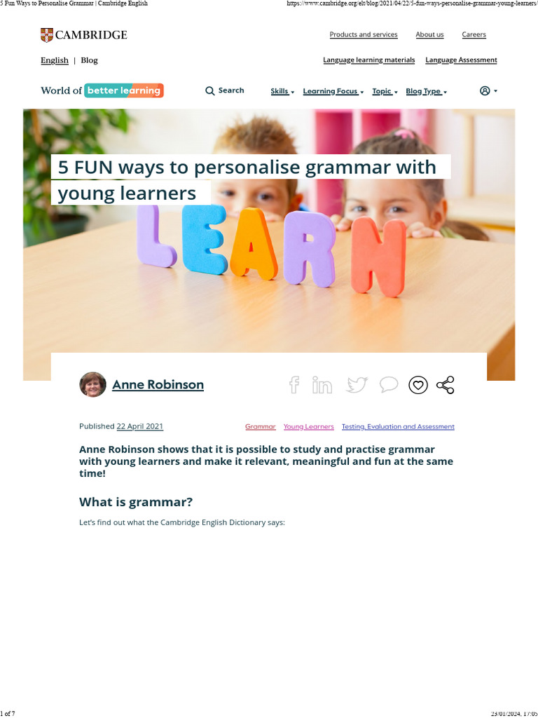 Fun Grammar Activities for Young Learners | PDF | Word | English Language