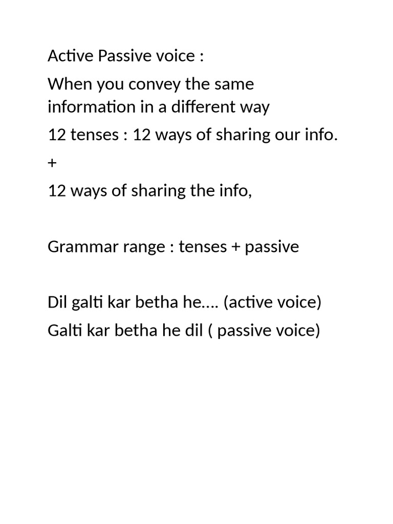 Active Passive Voice | PDF | Verb | Grammatical Tense