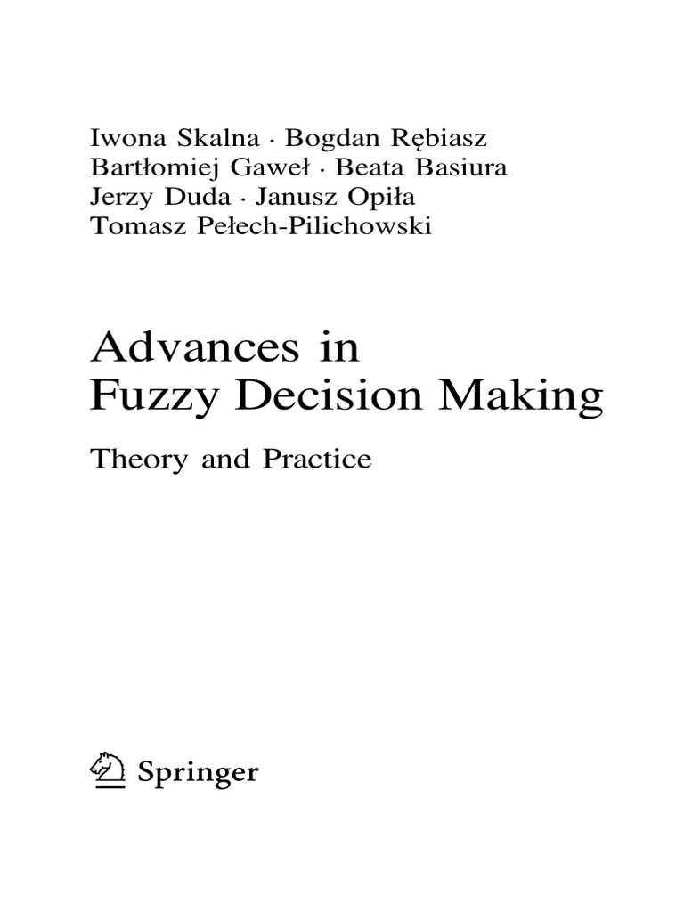 Advances in Fuzzy Decision Making Theory and Practice | PDF | Fuzzy Logic | Uncertainty