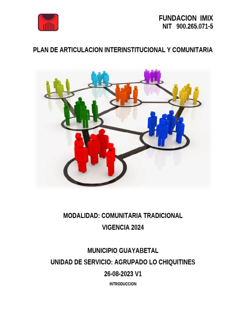 1. PLAN DE ARTICULACION INSTERINSTITUCIONAL Y COMUNITARIA | PDF | Accesibilidad