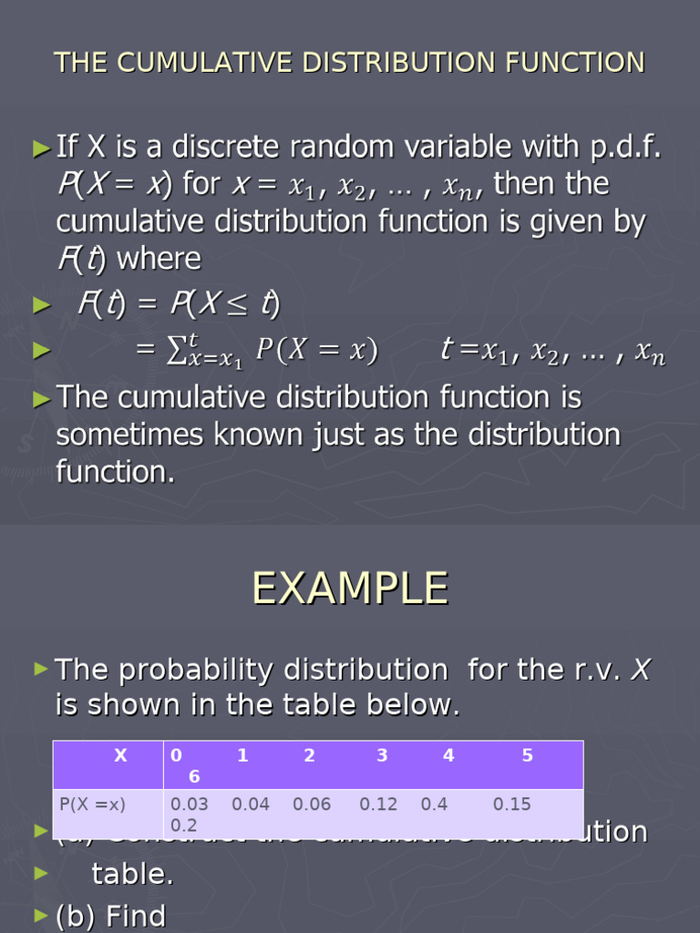 Cumulative Distribution Function Guide | PDF | Teaching Methods & Materials