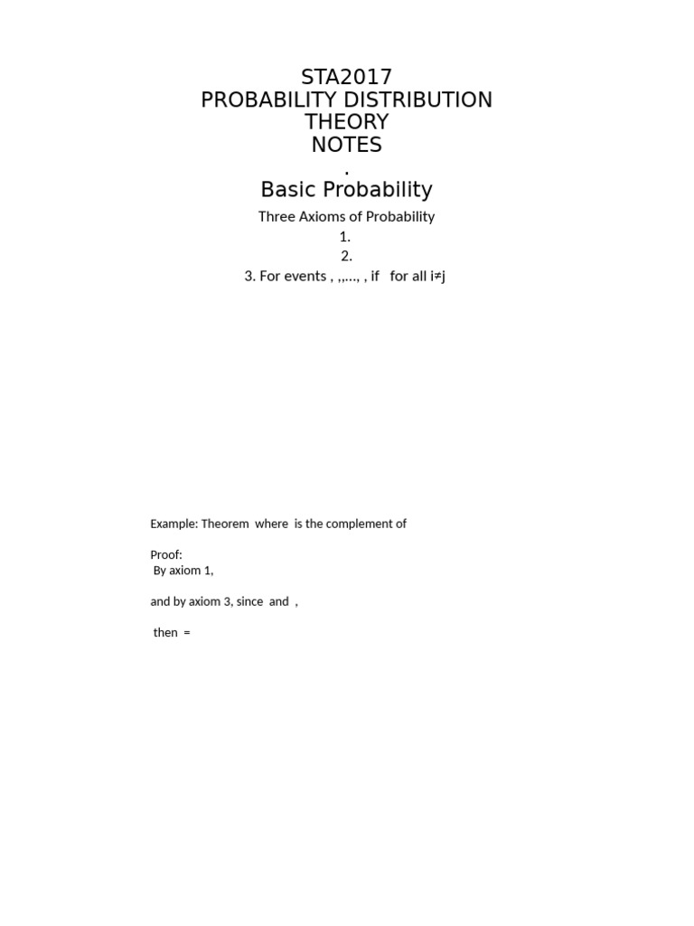 STA2017 Basic Probability Notes 1 | PDF | Probability | Theorem