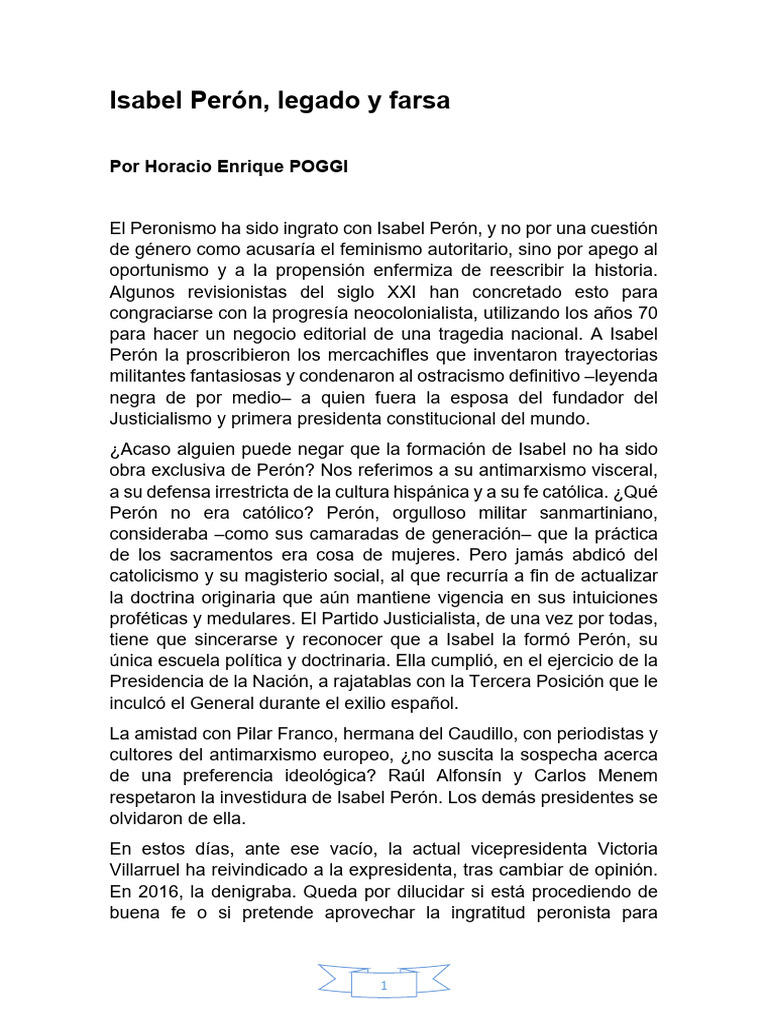 Isabel Perón: Historia y Reivindicación | PDF | Argentina