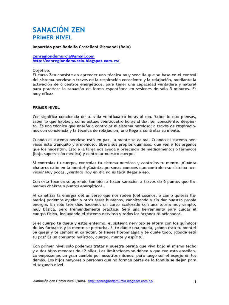 Sanación Zen Primer Nivel | PDF | Venas varicosas | Mano