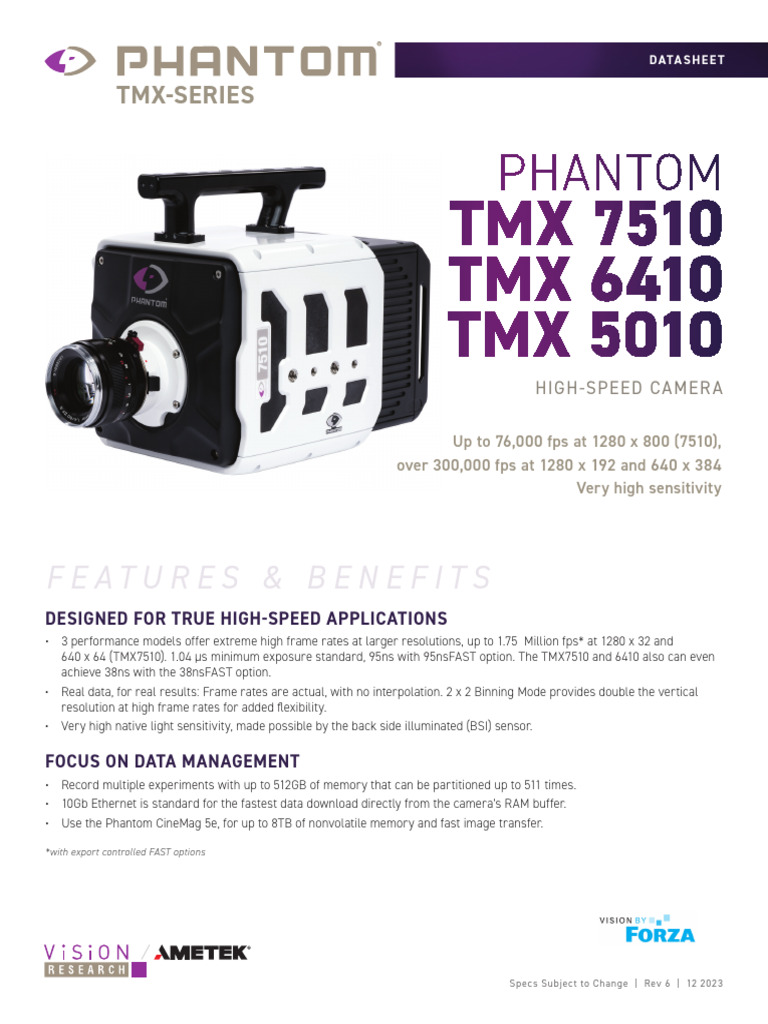 DS - WEB Phantom TMX 7510 6410 5010 Rev6 | PDF | Frame Rate | Film Speed