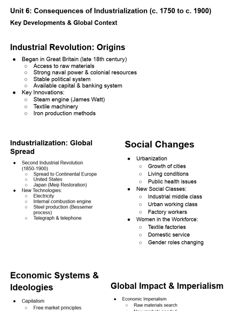 Ap World History Unit 6 | PDF | Industrial Revolution | Imperialism