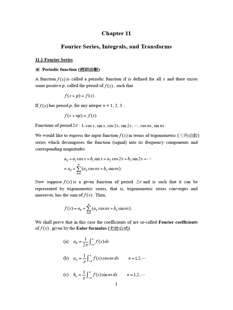 Chapter 11 Fourier Transform | PDF | Fourier Series | Fourier Transform