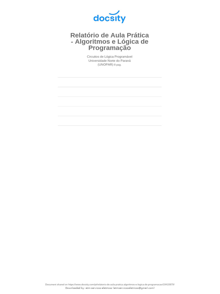 Docsity Relatorio de Aula Pratica Algoritmos e Logica de Programacao | PDF | Algoritmos ...