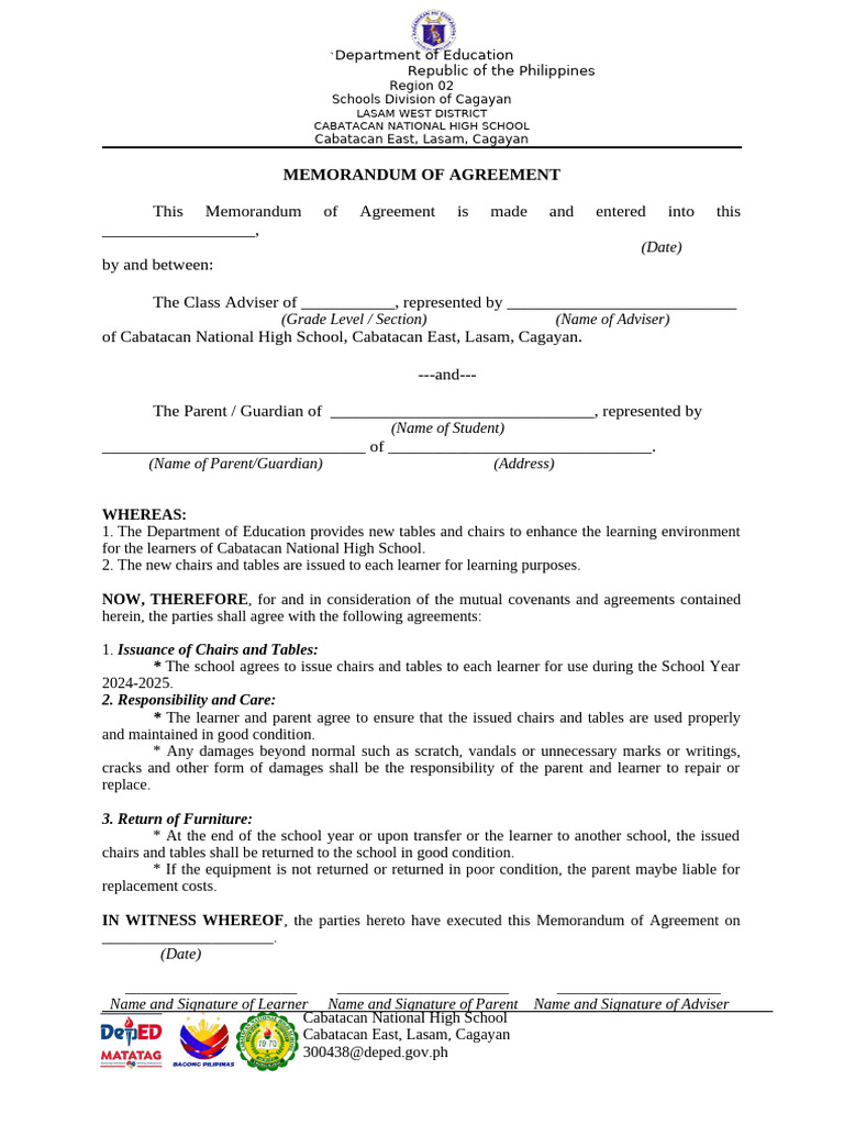 Memorandum of Agreement | PDF | Learning