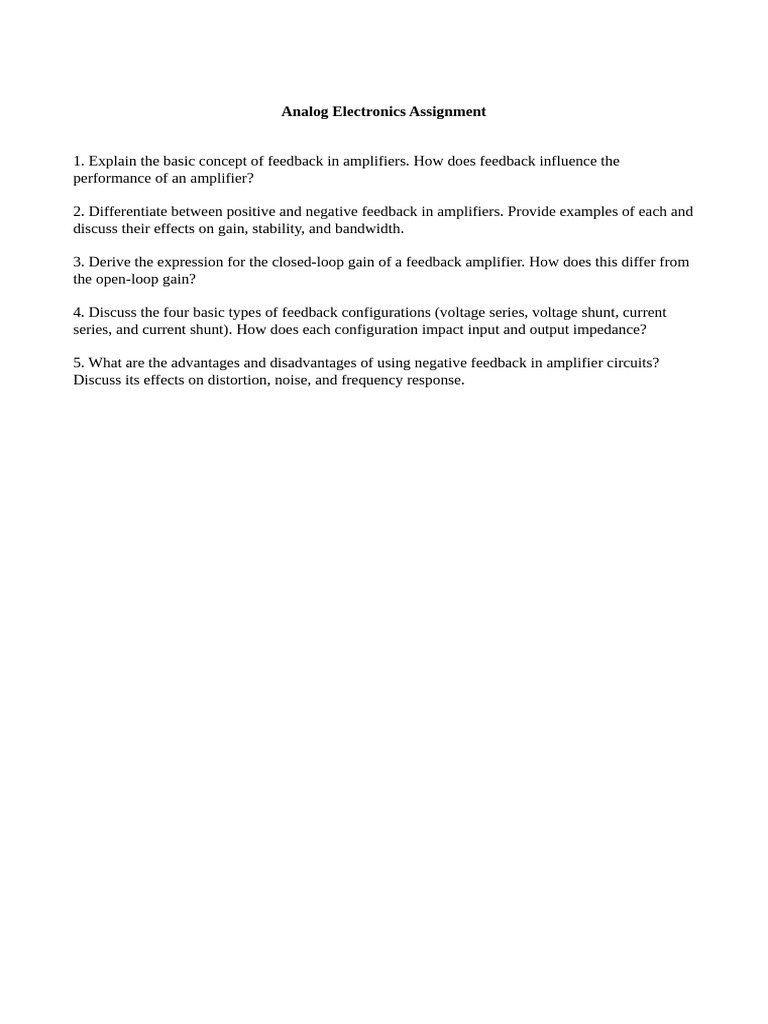 Analog Electronics Assignment | PDF