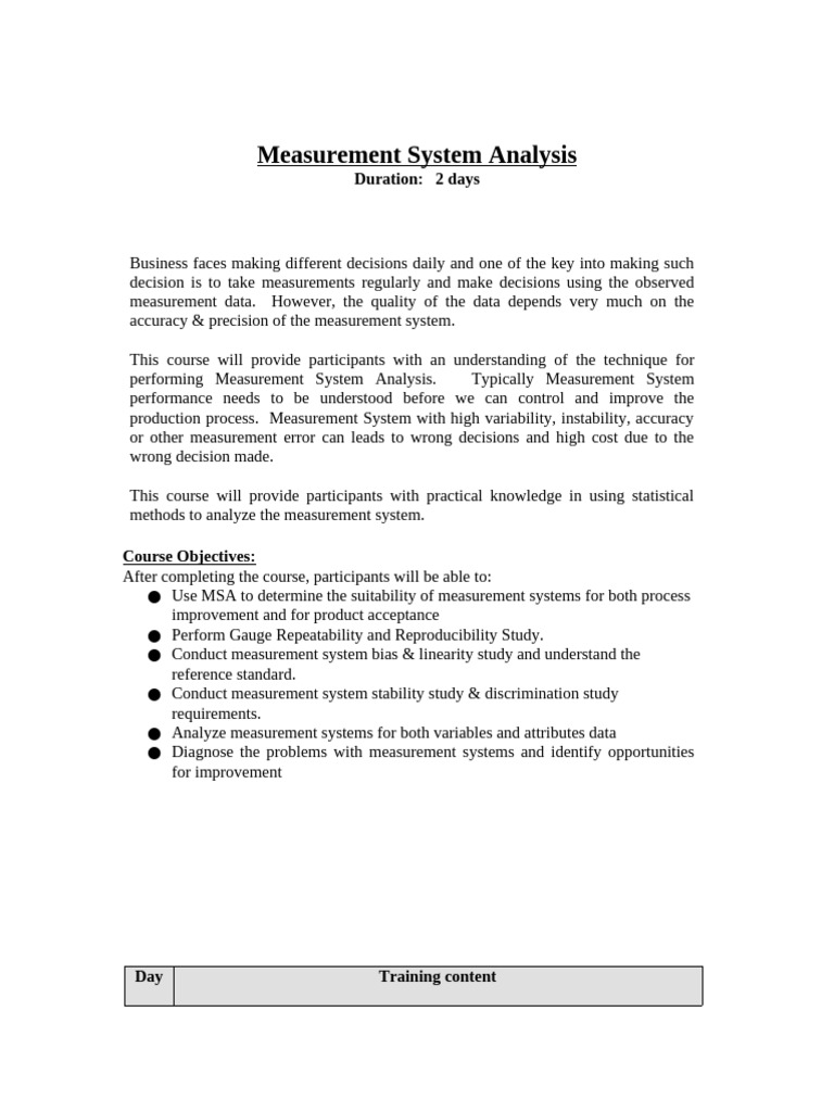 Measurement System Analysis Training | PDF | Measurement | Accuracy And ...