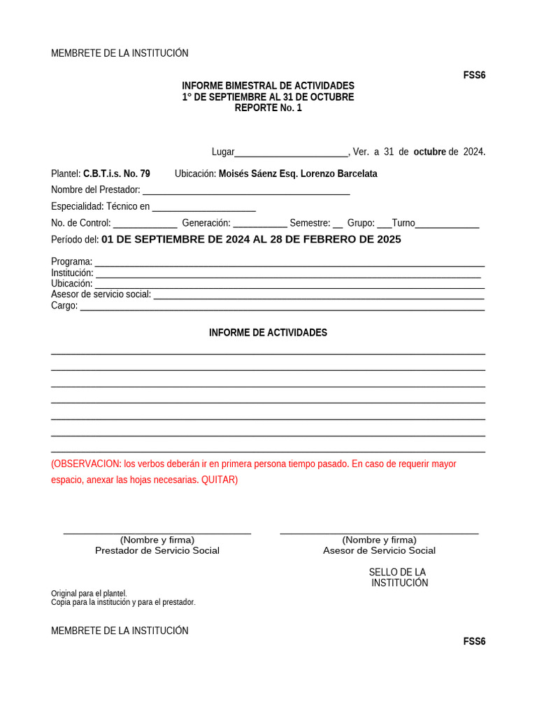 FSS6 Informe Bimestral | PDF