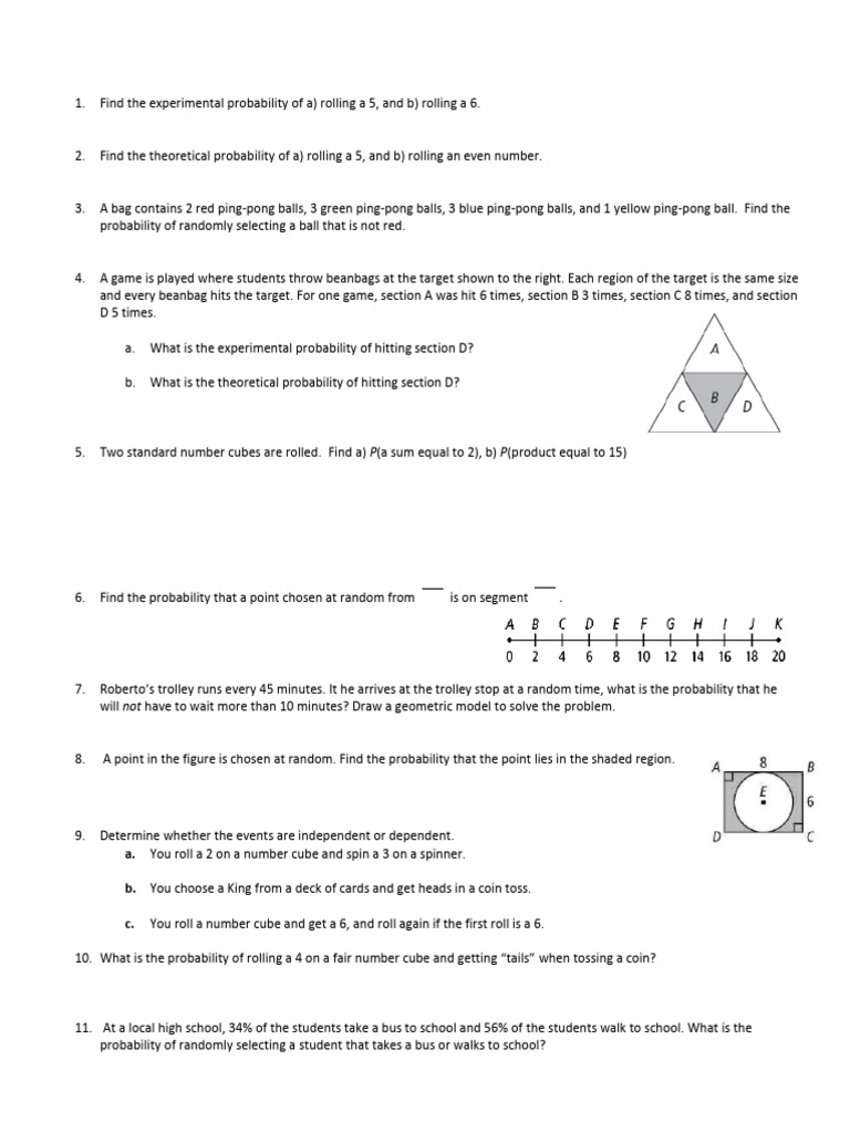 Probability Worksheet | PDF | Probability