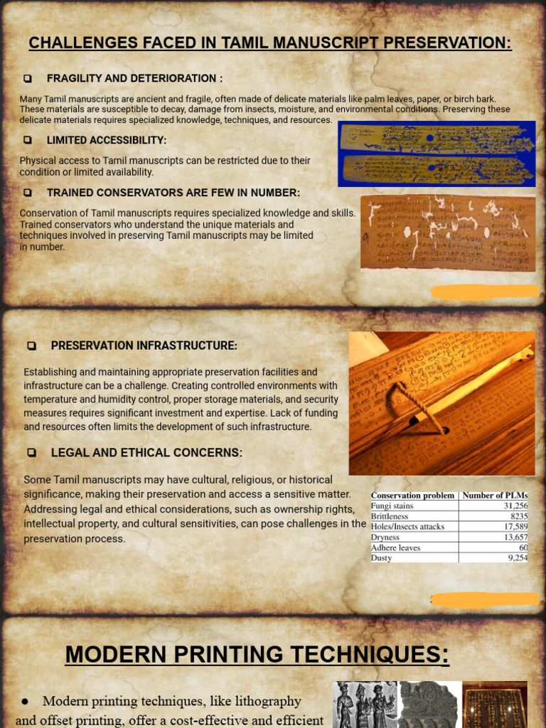 Tamil Manuscript Preservation Challenges | PDF | Printing
