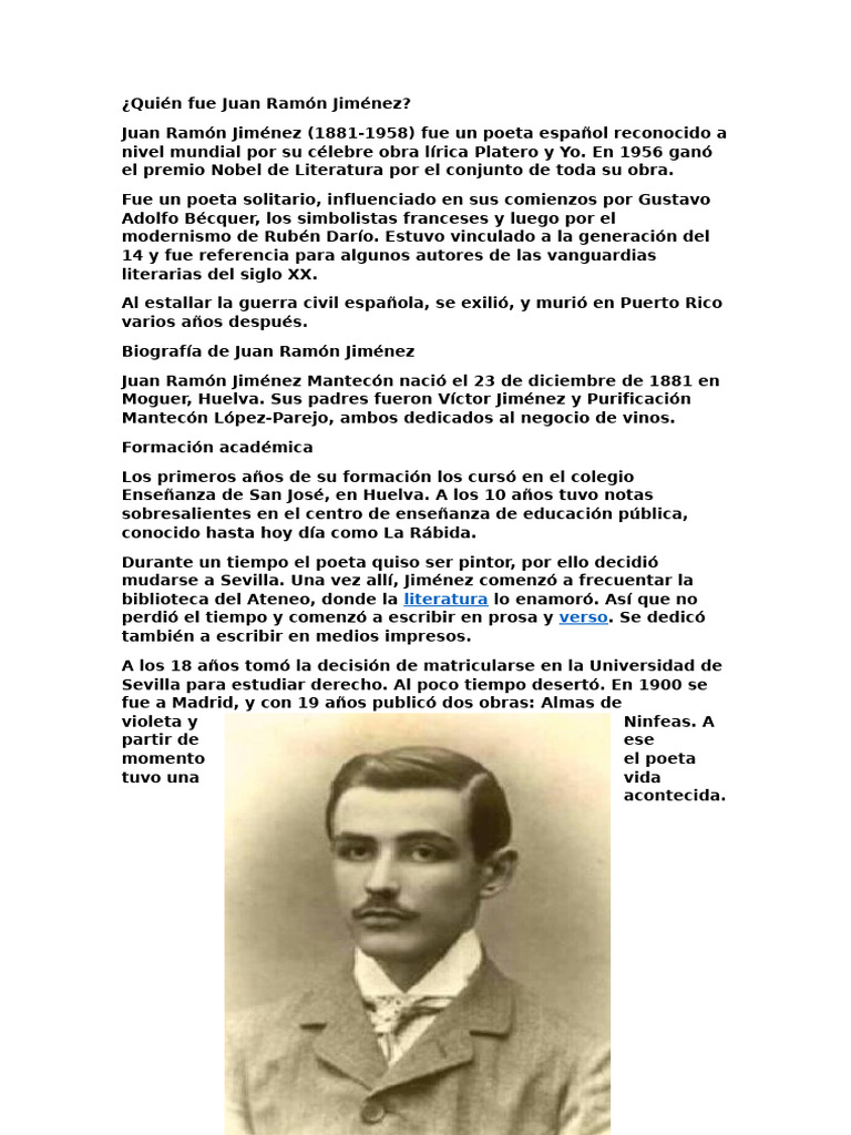 Biografía de Juan Ramón Jiménez | PDF | Clásicos