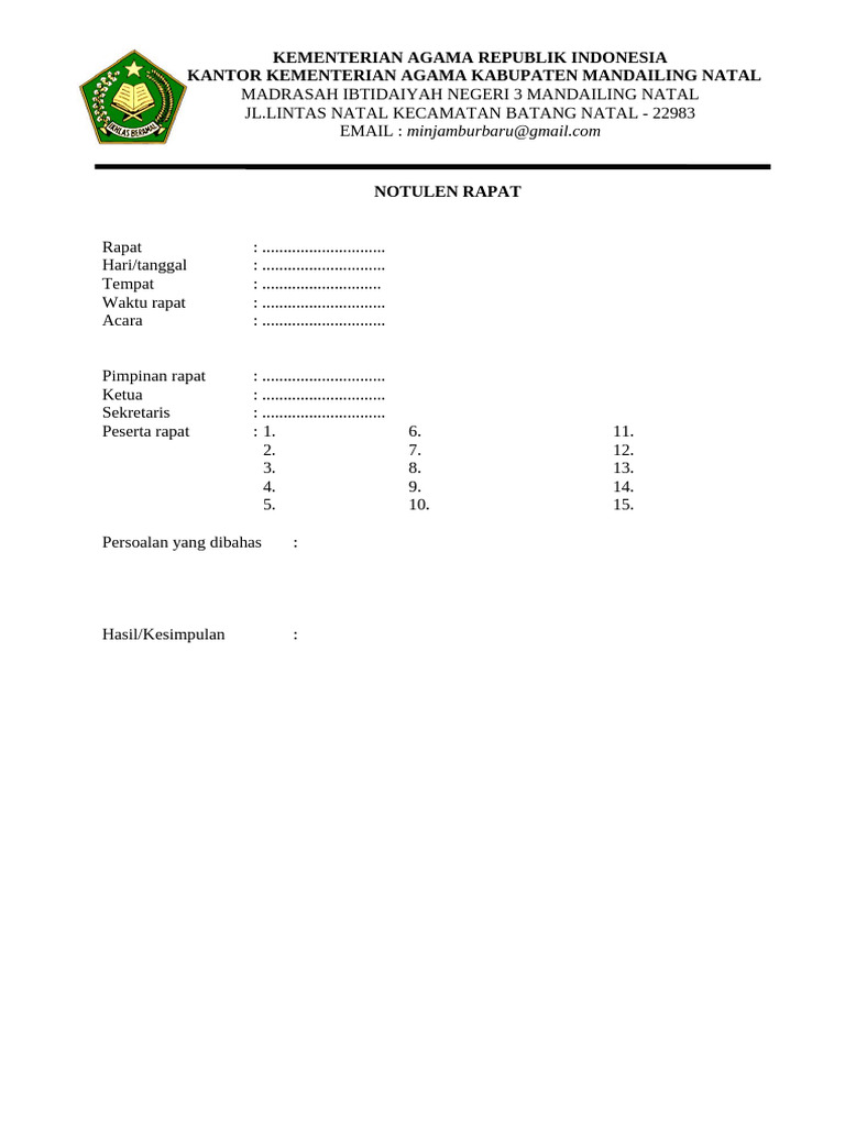 Format Notulen Rapat | PDF