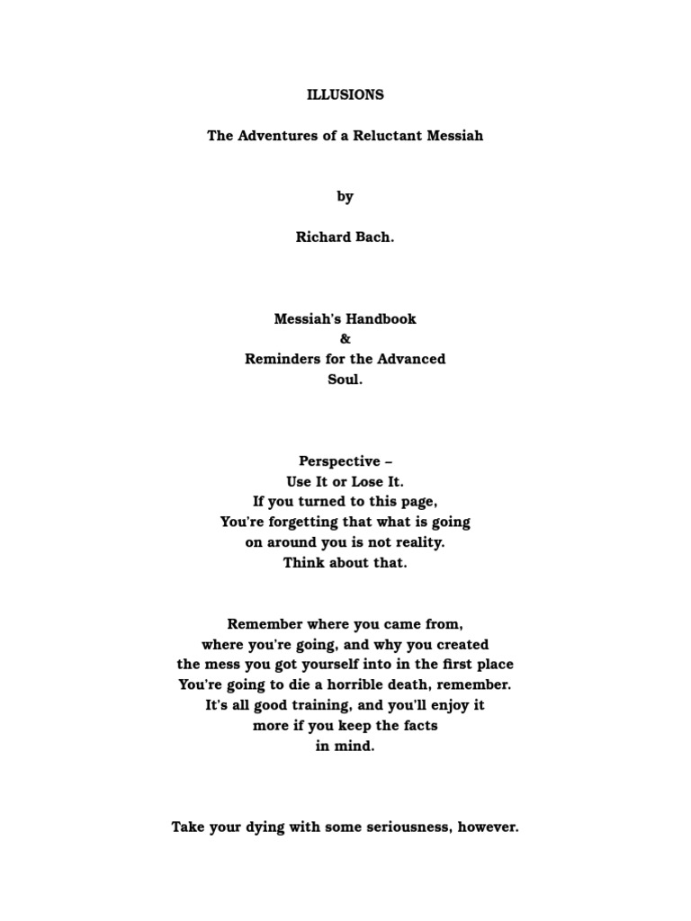 ILLUSIONS The Adventures of A Reluctant Messiah Handbook | PDF